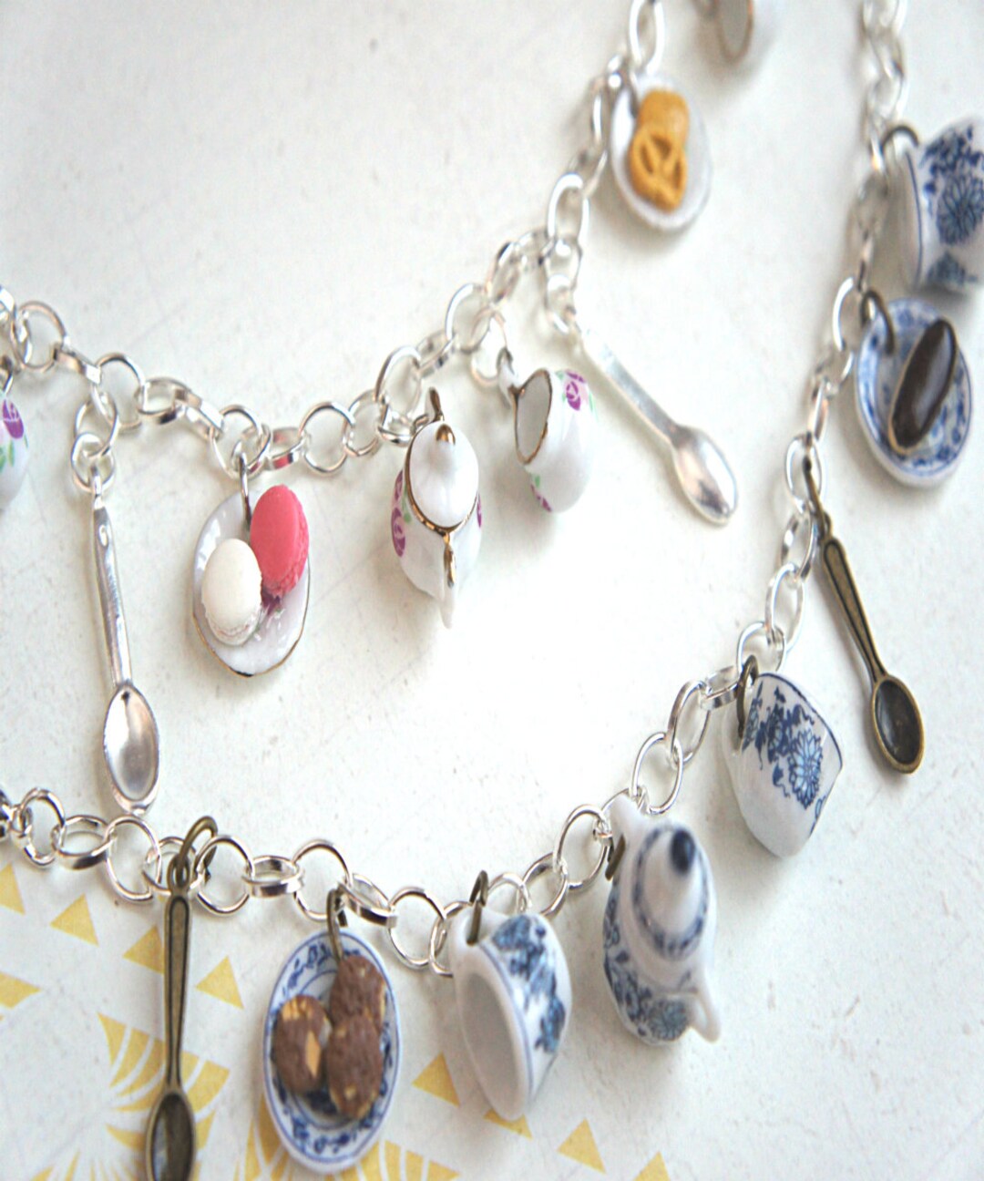 Tea Party Charm Bracelet- Miniature Food Jewelry, Tea Pot Charm - Etsy
