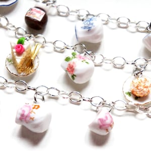 Tea Party Charm Bracelet- Miniature Food Jewelry, Tea Pot Charm - Etsy