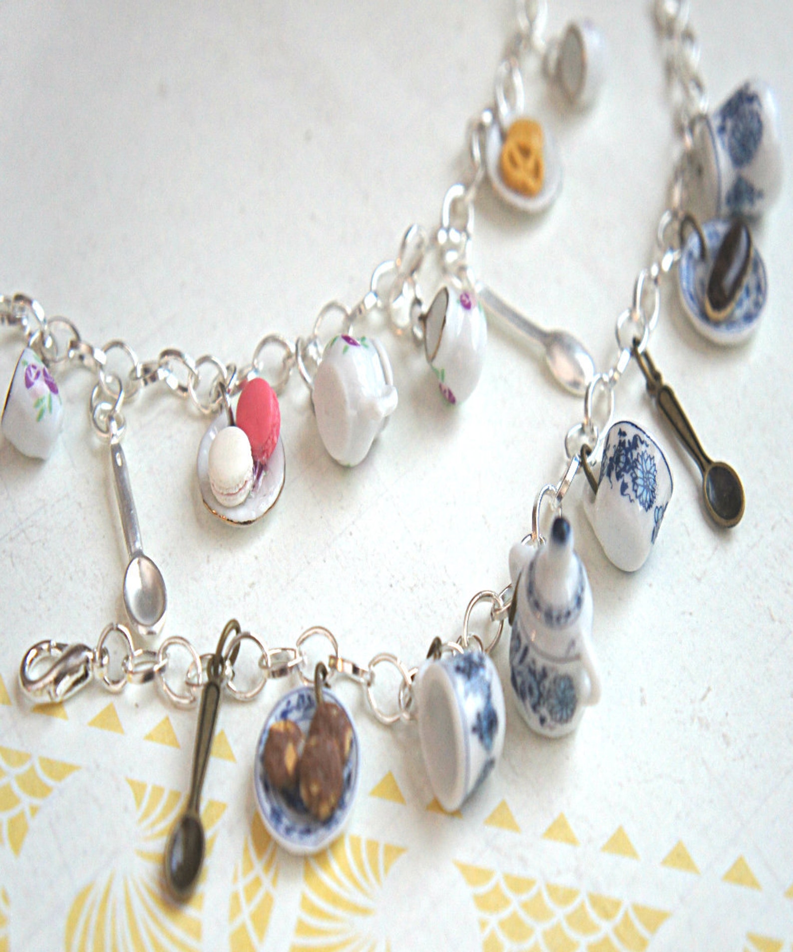 Tea Party Charm Bracelet Miniature Food Jewelry Tea Pot | Etsy