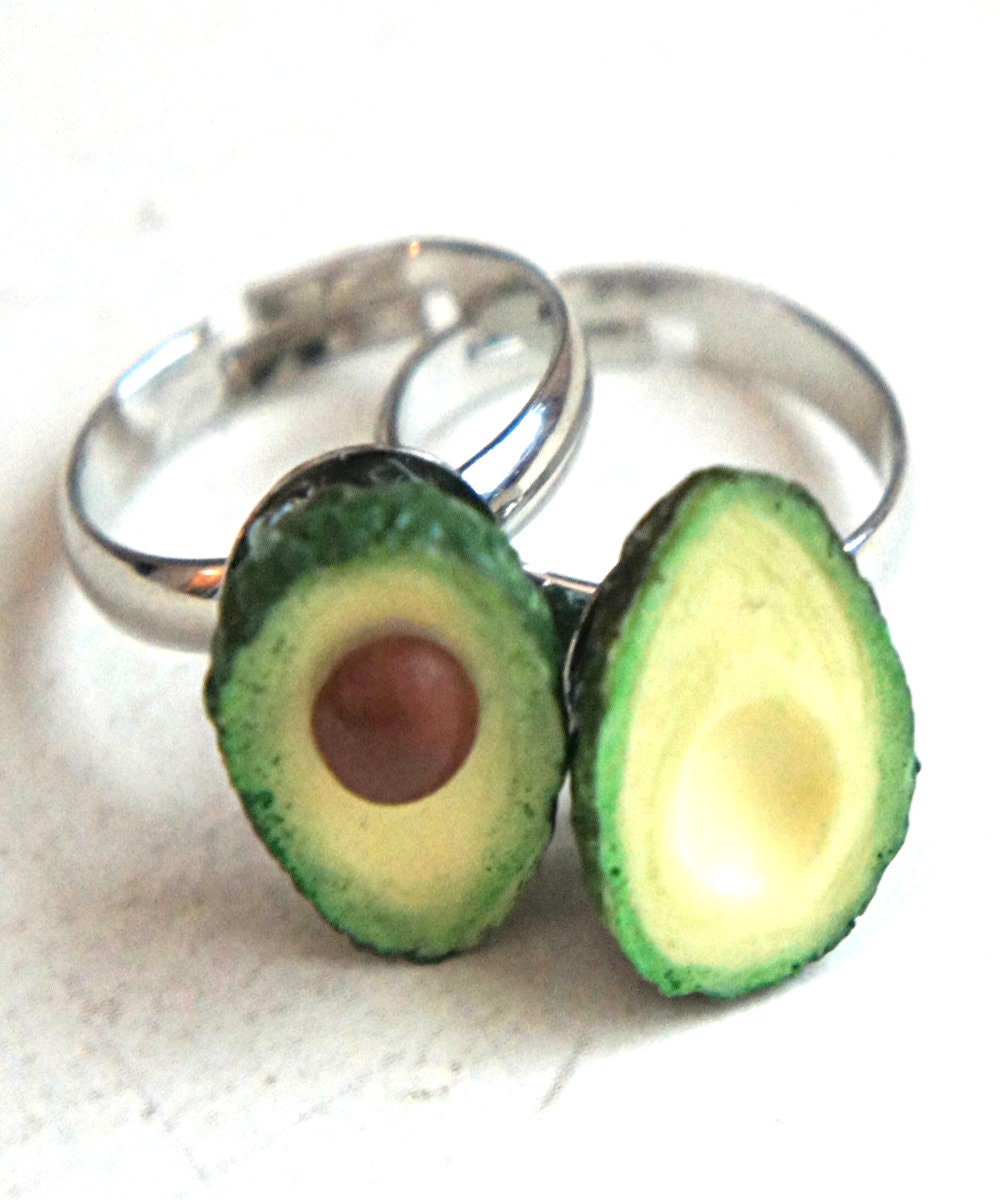 Avocado Friendship Ring Set miniature food jewelry food | Etsy