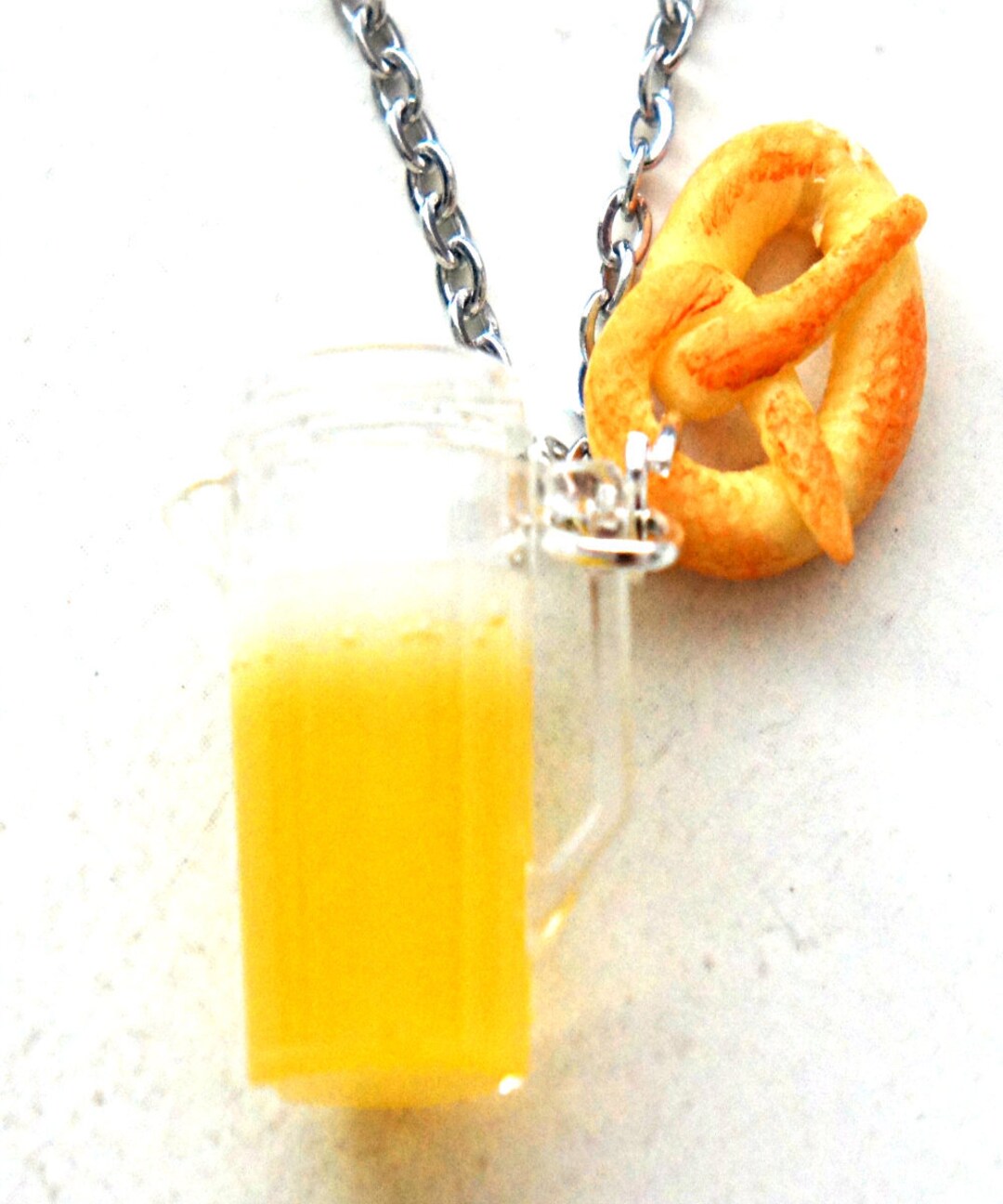 Pretzel and Beer Necklace: Miniature Food Jewelry, Oktoberfest Charm - Etsy