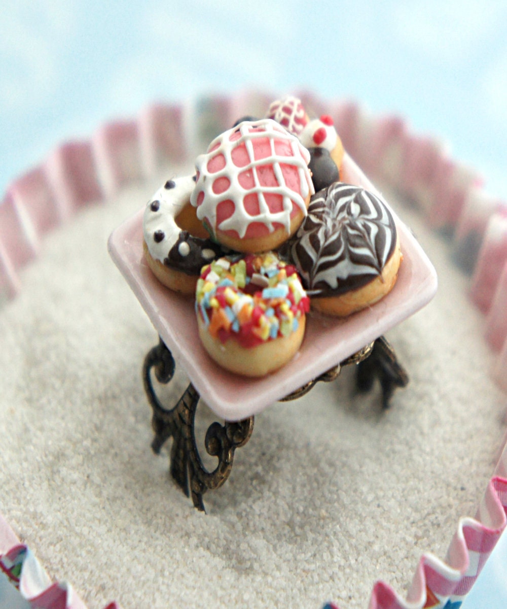 Donut Plate Ring Miniature Food Jewelry Donuts Ring Donut - Etsy