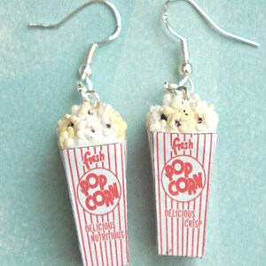 Popcorn Dangle Earrings Miniature Food Movie Earrings - Etsy