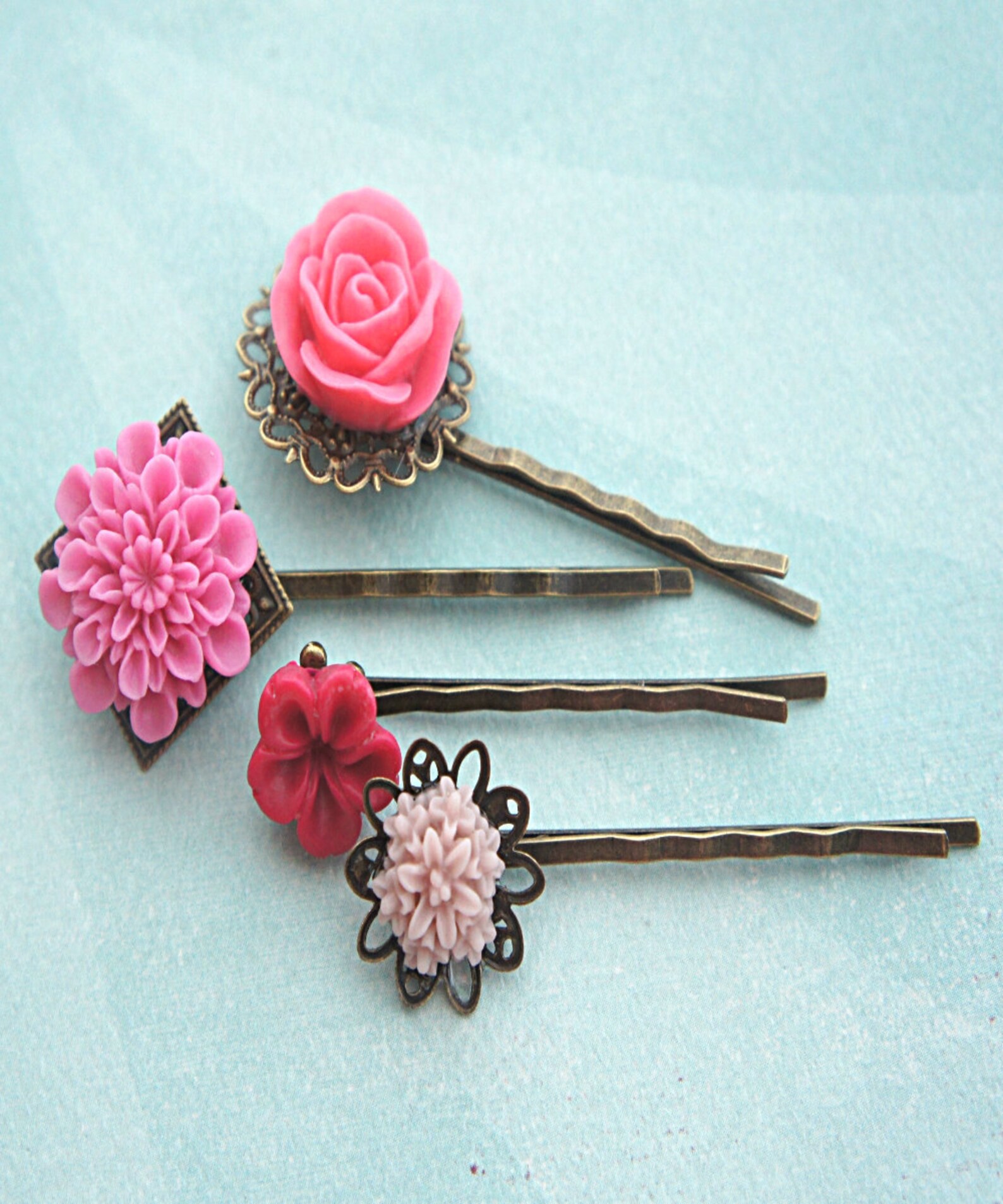 Shades of Pink Flower Hair Clips Hair Accessories Hair Pins | Etsy