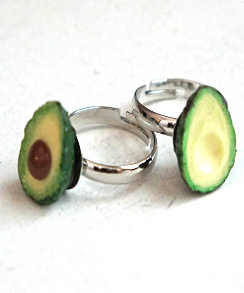 Avocado Friendship Ring Set: Miniature Polymer Clay Food Jewelry - Etsy