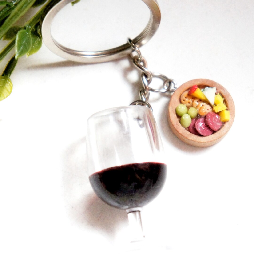 Wine and Charcuterie Board Key Chain - Etsy