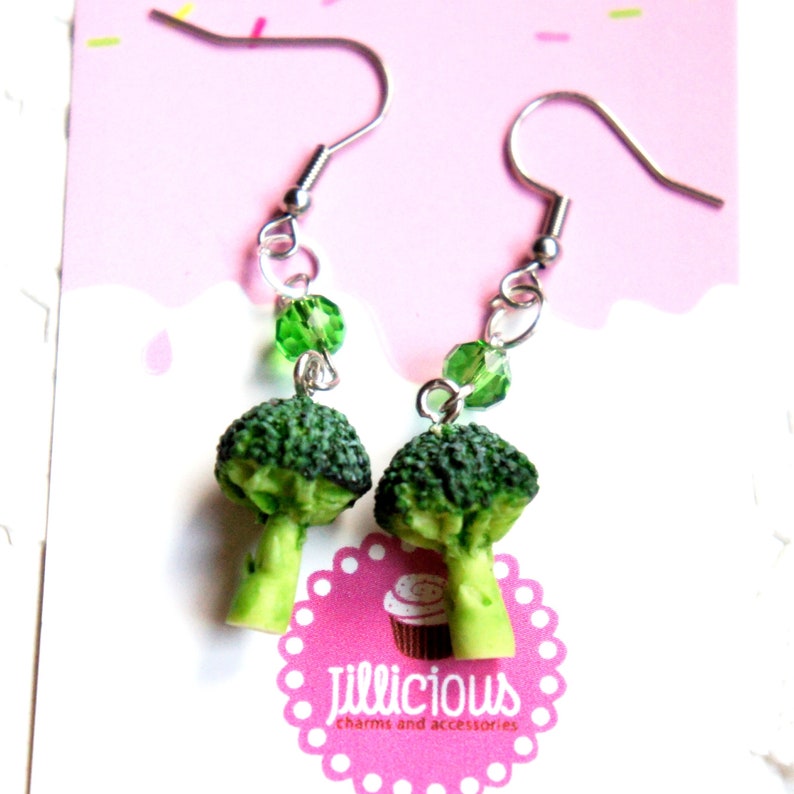 Broccoli Dangle Earrings- Miniature Food Jewelry, Vegetable Earrings ...