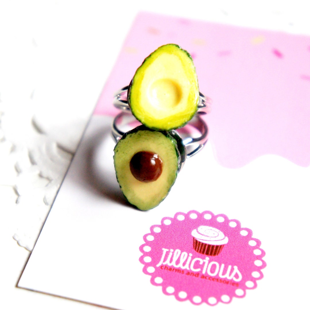 Avocado Friendship Ring Set: Miniature Polymer Clay Food Jewelry - Etsy