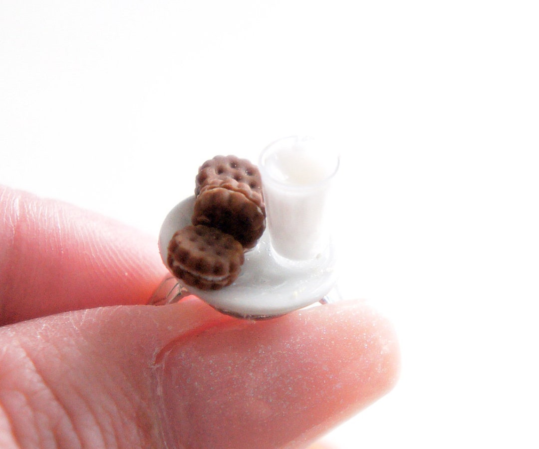 Cookie Sandwich and Milk Ring-cookies Ring, Miniature Food Ring - Etsy