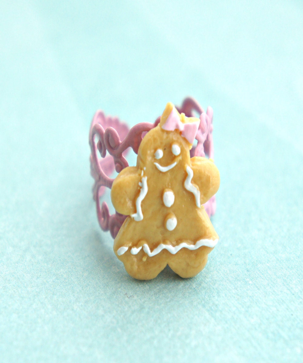 Gingerbread Cookie Ring Miniature Food Jewelry Christmas - Etsy