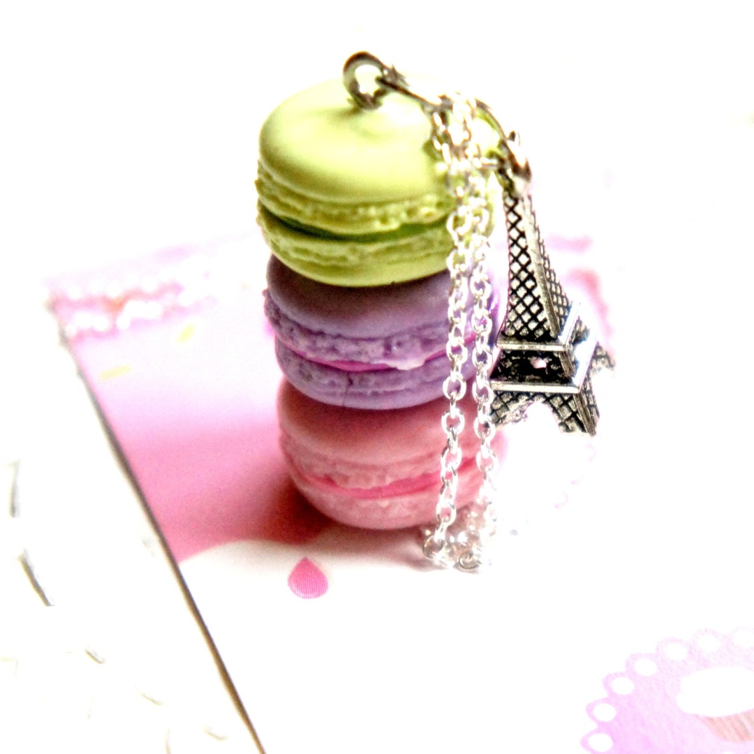 French Macarons Necklace- Parisian Necklace, Food Jewelry, Eiffel Tower ...
