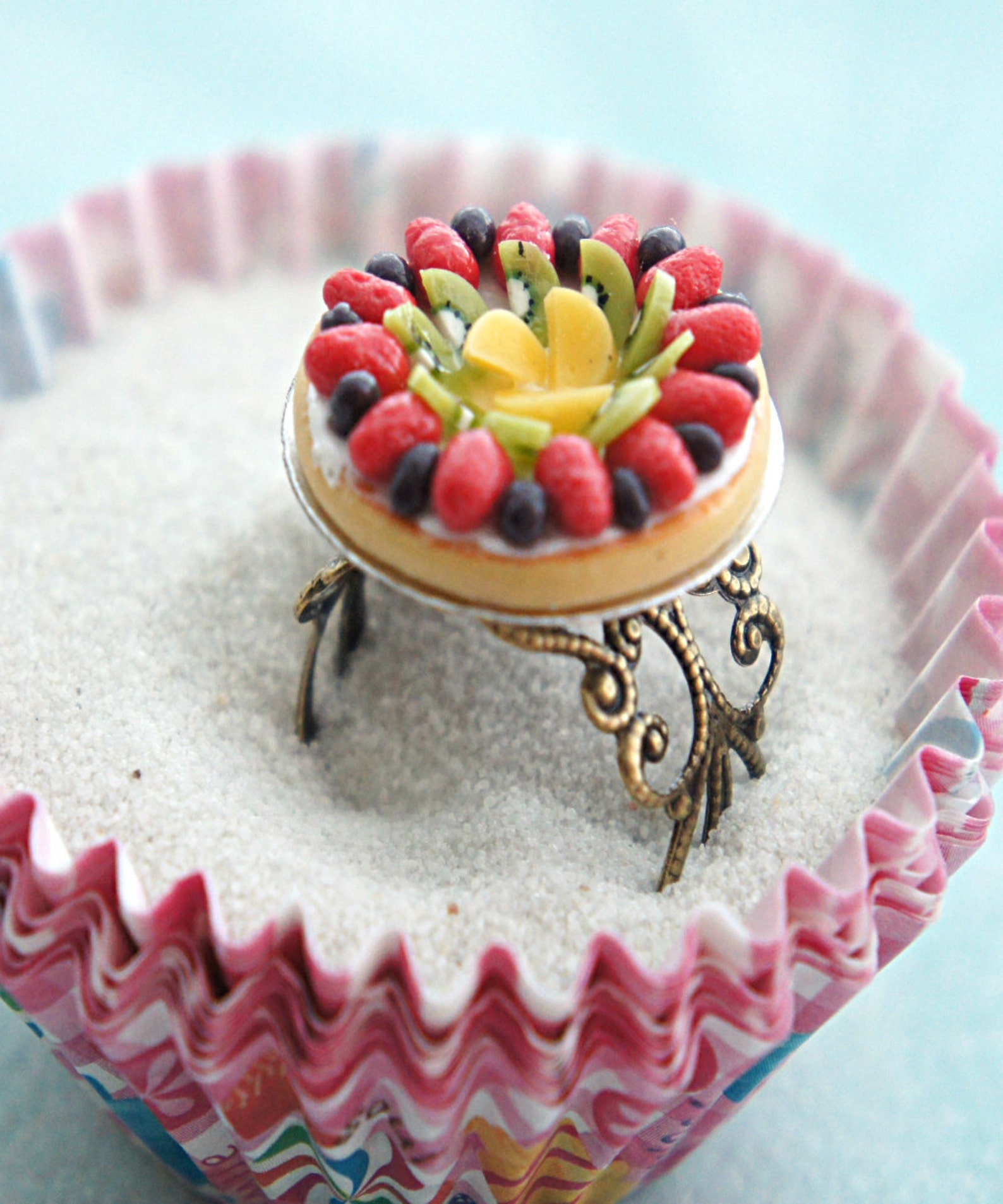 Mixed Fruit Pie Ring Miniature Food Jewelry Tart Ring - Etsy