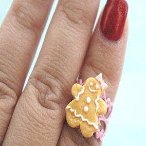 Gingerbread Cookie Ring Miniature Food Jewelry, Christmas Ring, Holiday ...