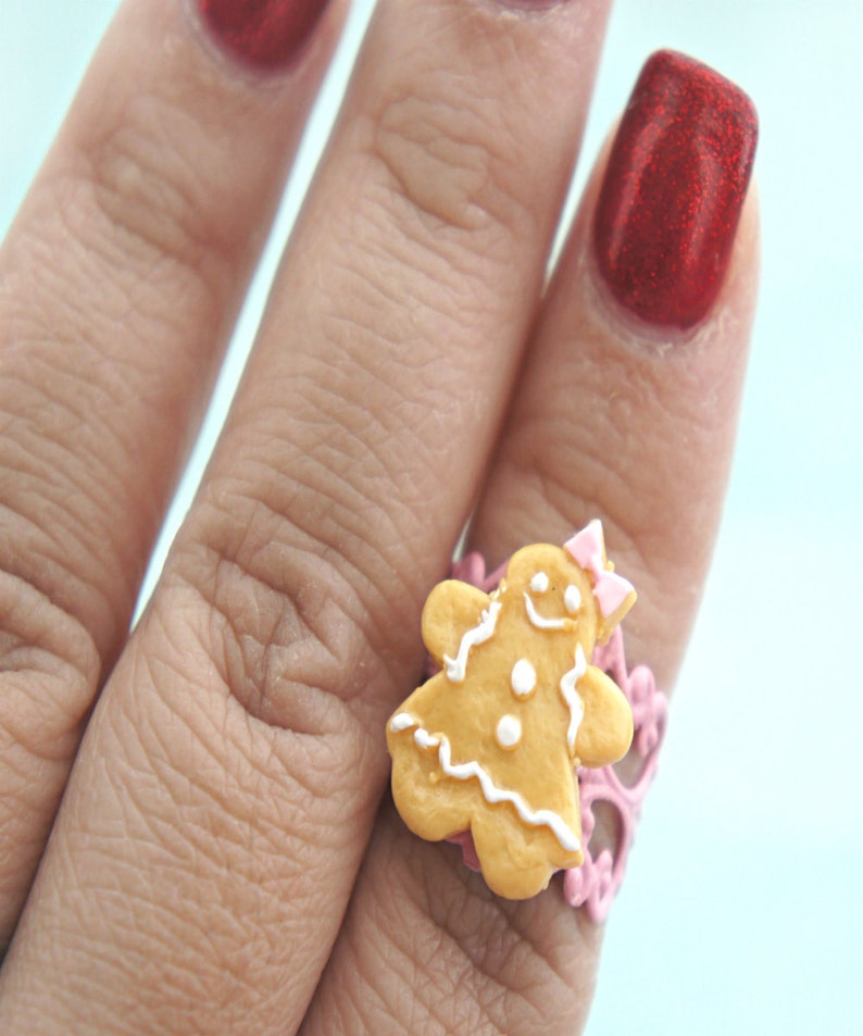 Gingerbread Cookie Ring Miniature Food Jewelry Christmas - Etsy