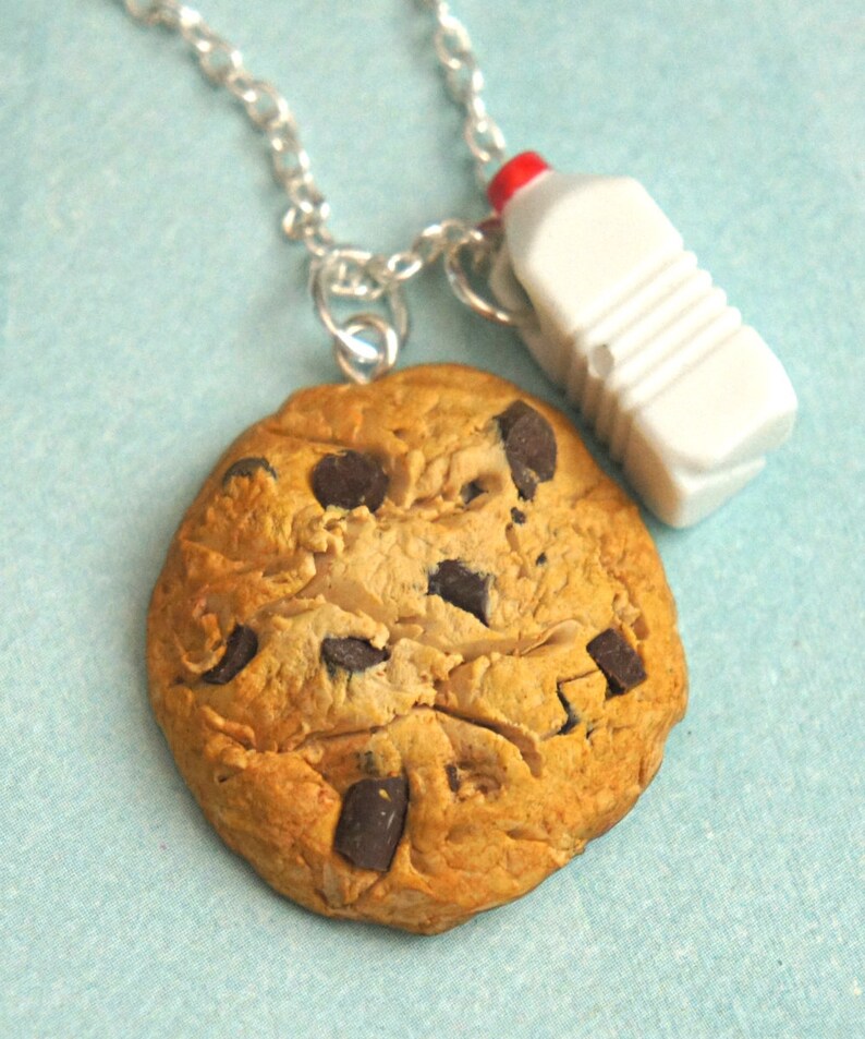 Cookie and milk necklace-food necklace food jewelry | Etsy