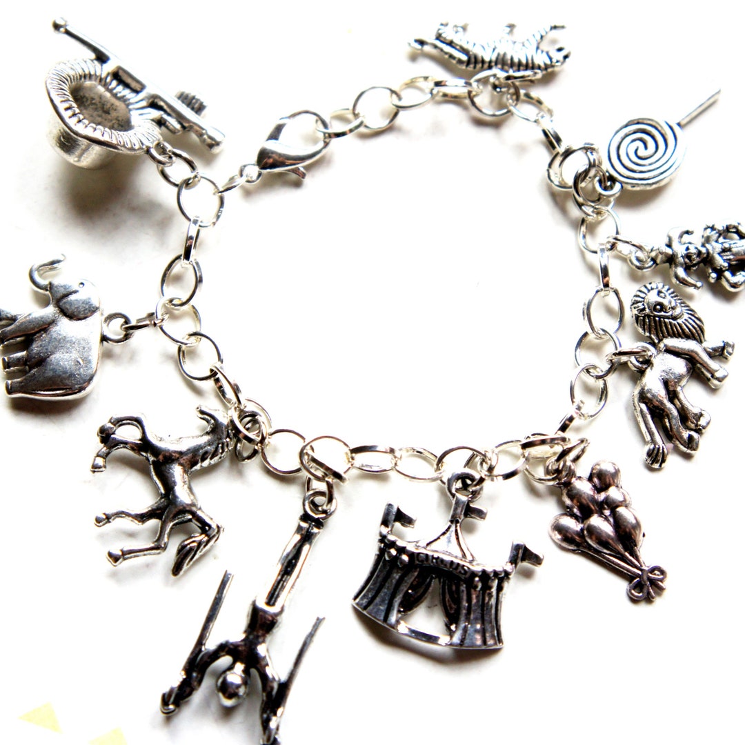 Circus Inspired Charm Bracelet- Tibetan Silver Charm Bracelet - Etsy