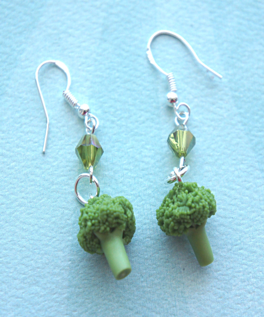 Broccoli dangle earrings miniature food jewelry vegetable | Etsy