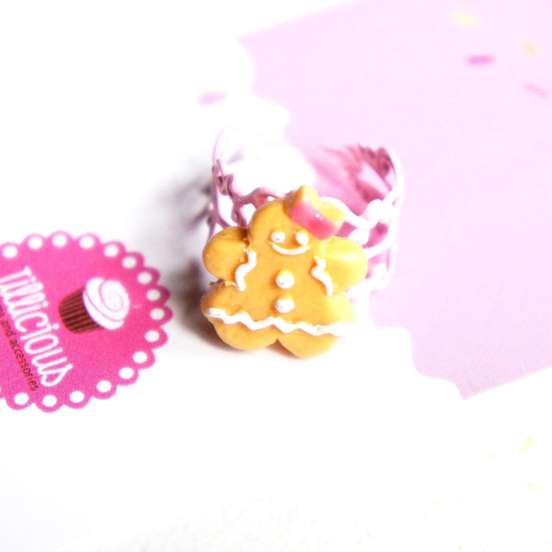 Gingerbread Cookie Ring Miniature Food Jewelry, Christmas Ring, Holiday ...