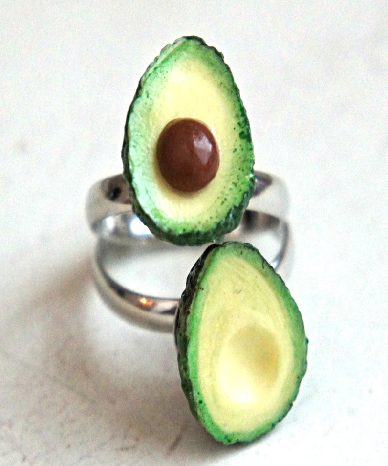 Avocado Friendship Ring Set Miniature Food Jewelry Food - Etsy