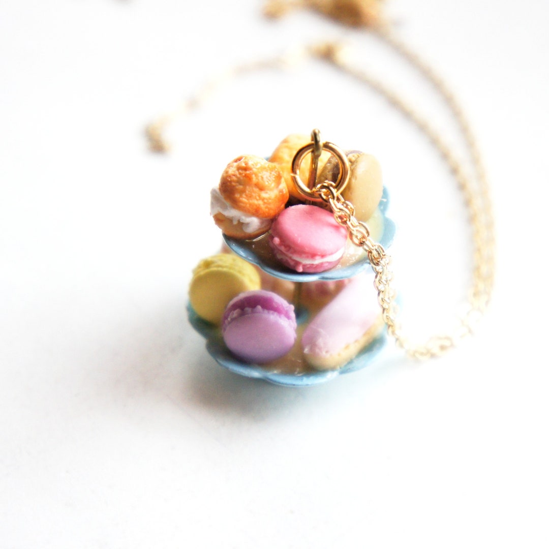Miniature French Pastries Necklace – Handmade Polymer Clay Dessert ...