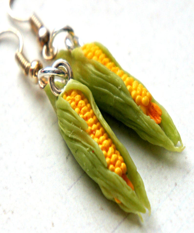 Corn Dangle Earrings-miniature food jewelry food earrings | Etsy