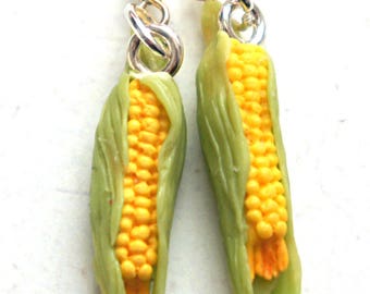 Dangle Cute Hand Embroidered Corn Earrings, Vegetable Jewelry With ...