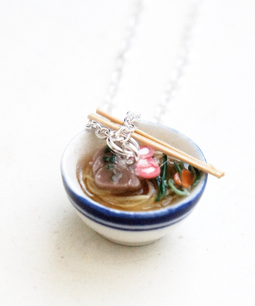 Pho Noodles Necklace- Miniature Food Jewelry, Noodle Bowl Necklace - Etsy