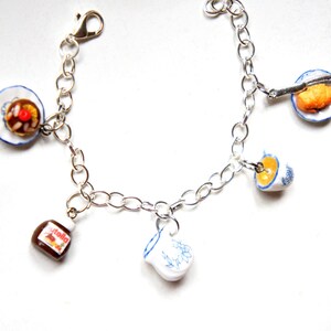 Tea Party Charm Bracelet- Miniature Food Jewelry, Tea Pot Charm - Etsy