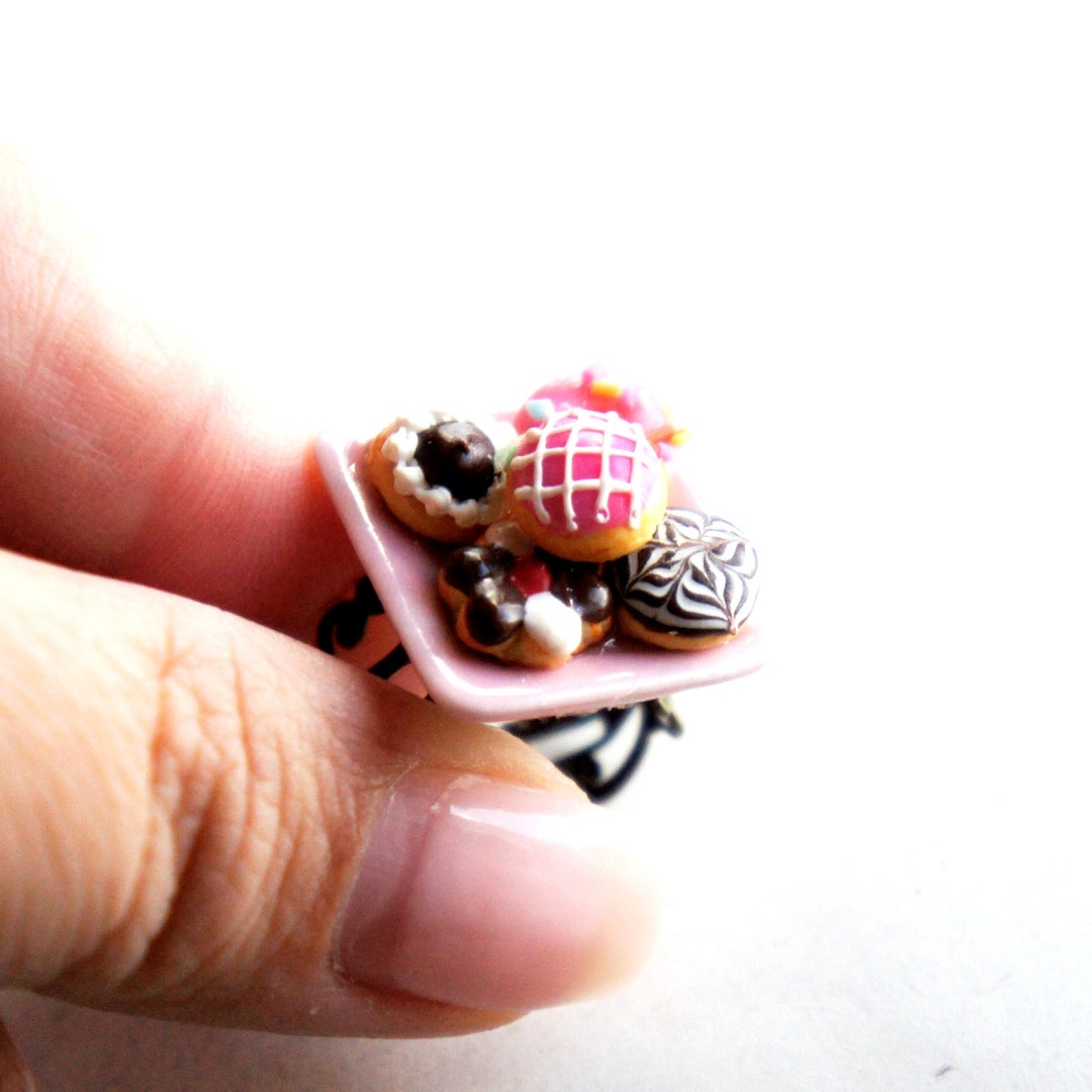 Donut Plate Ring- Miniature Food Jewelry, Donuts Ring, Donut Jewelry - Etsy