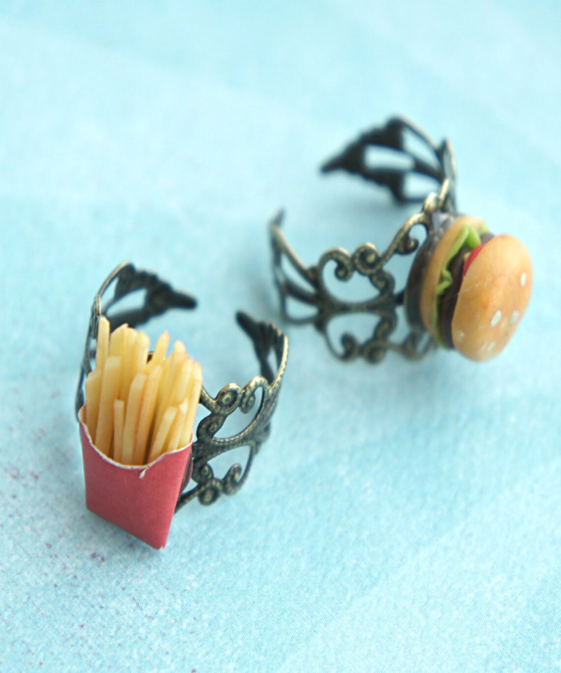 Burger and Fries Best Friends Ring Bff Ring Friendship Ring - Etsy