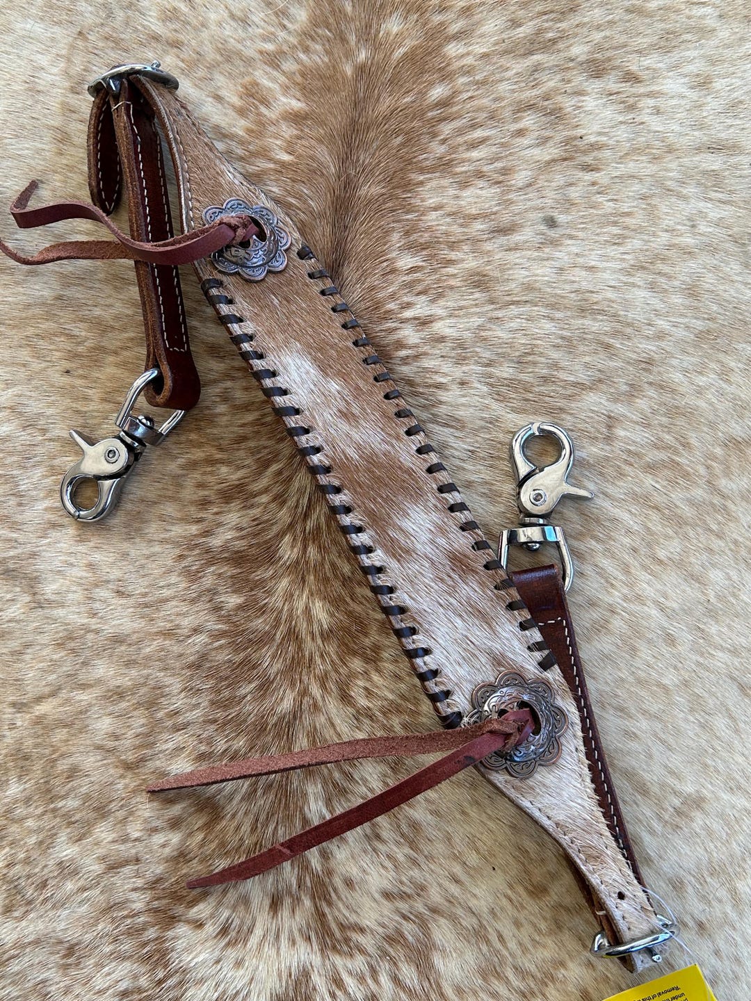 Genuine Hair on Cowhide Carmel Brown Western Wither Strap for Western ...