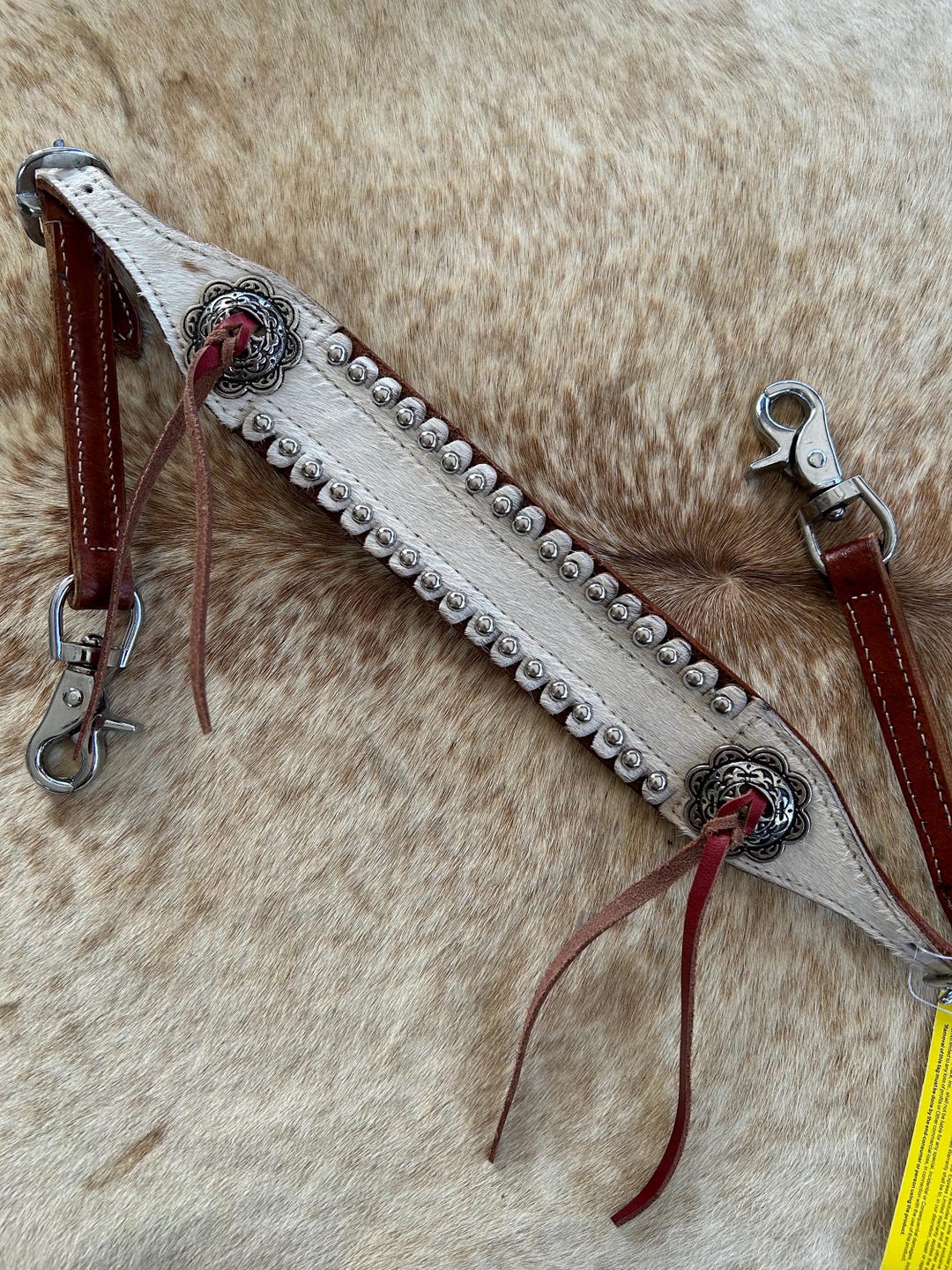 Genuine Hair on Western Leather Wither Strap for Breast Collar FREE ...