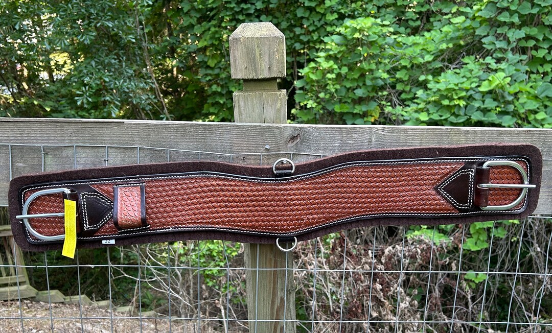 32” Basketweave Tooled Leather With Felt Bottom Girth Cinch FREE ...