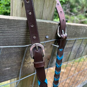 Teal Laced Horse Size Complete Bitless Hackamore Rawhide Bosal - Etsy