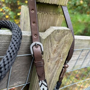 Black Complete Bitless Hackamore Bosal Bridle and Nylon Mecate Rein Set ...