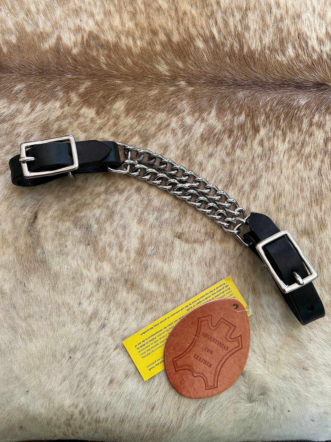 Black Top Grain Leather Western Curb Chain for Bridle Double Chain ...
