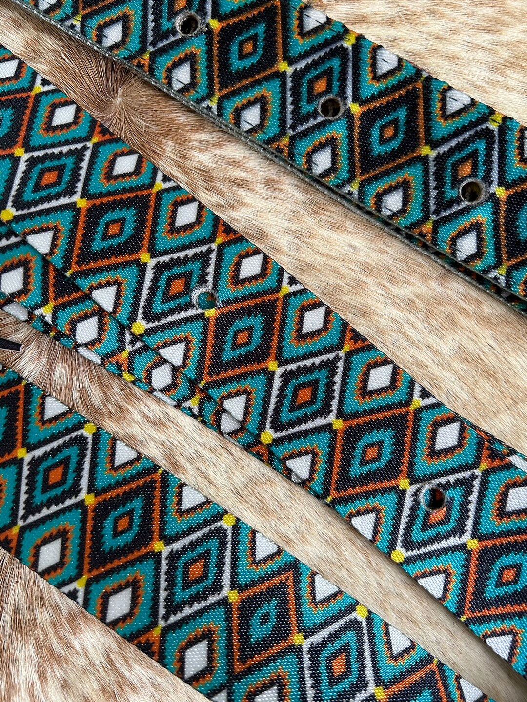Colorful New Teal Design Nylon Tie Strap and Billet Set for Western ...