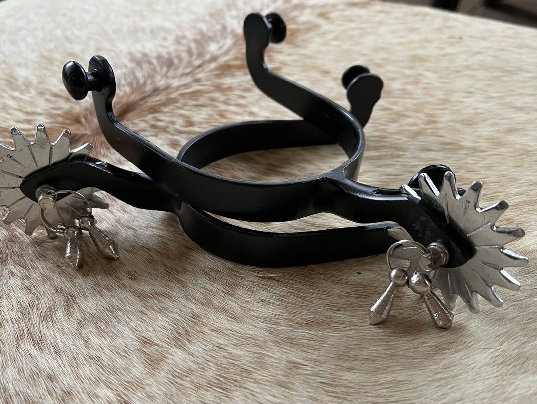 Pair Adult Size Black Steel Western Jingle Bob Spurs FREE SHIPPING - Etsy