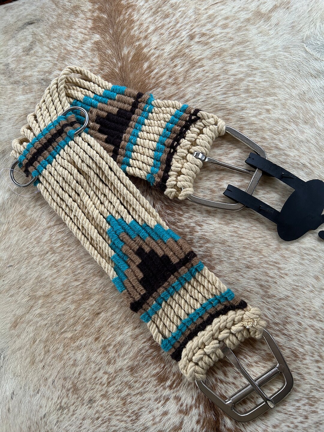 32 Cotton Blend String Girth for Western Saddle Teal Tan and Black Free ...