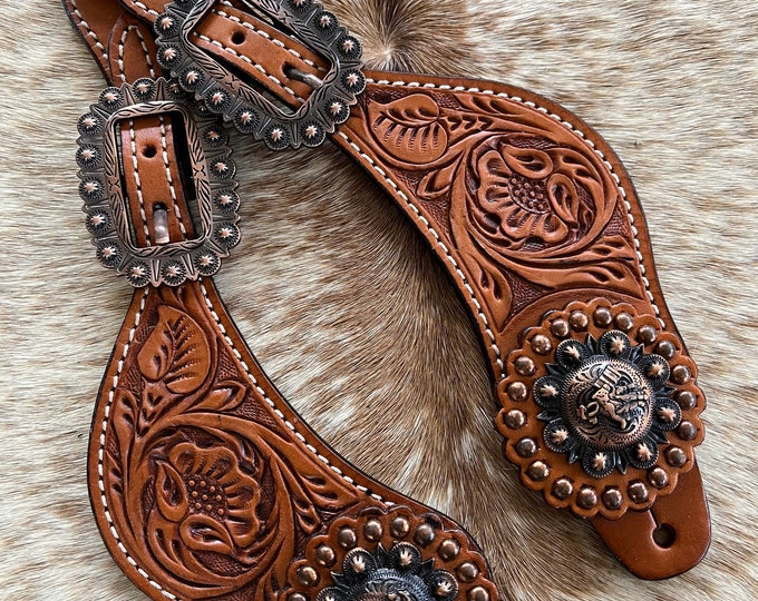 Pair Ladies Barrel Racer Concho Design Western Spur Straps FREE ...