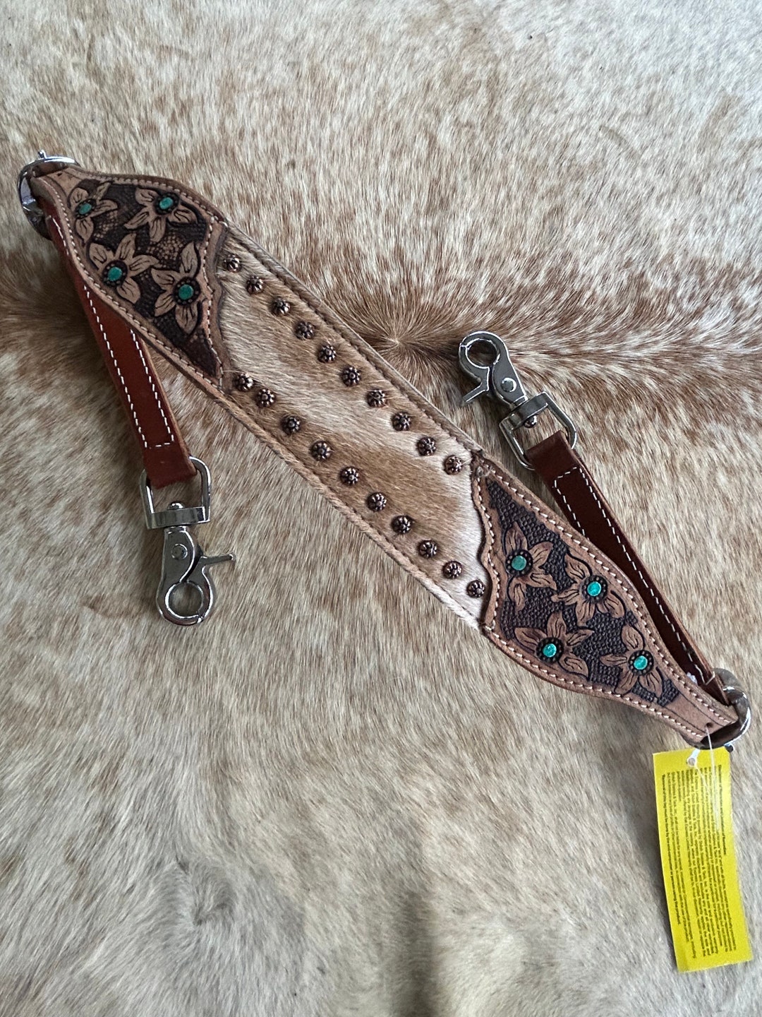 Genuine Hair on Western Leather Wither Strap for Breast Collar Free ...