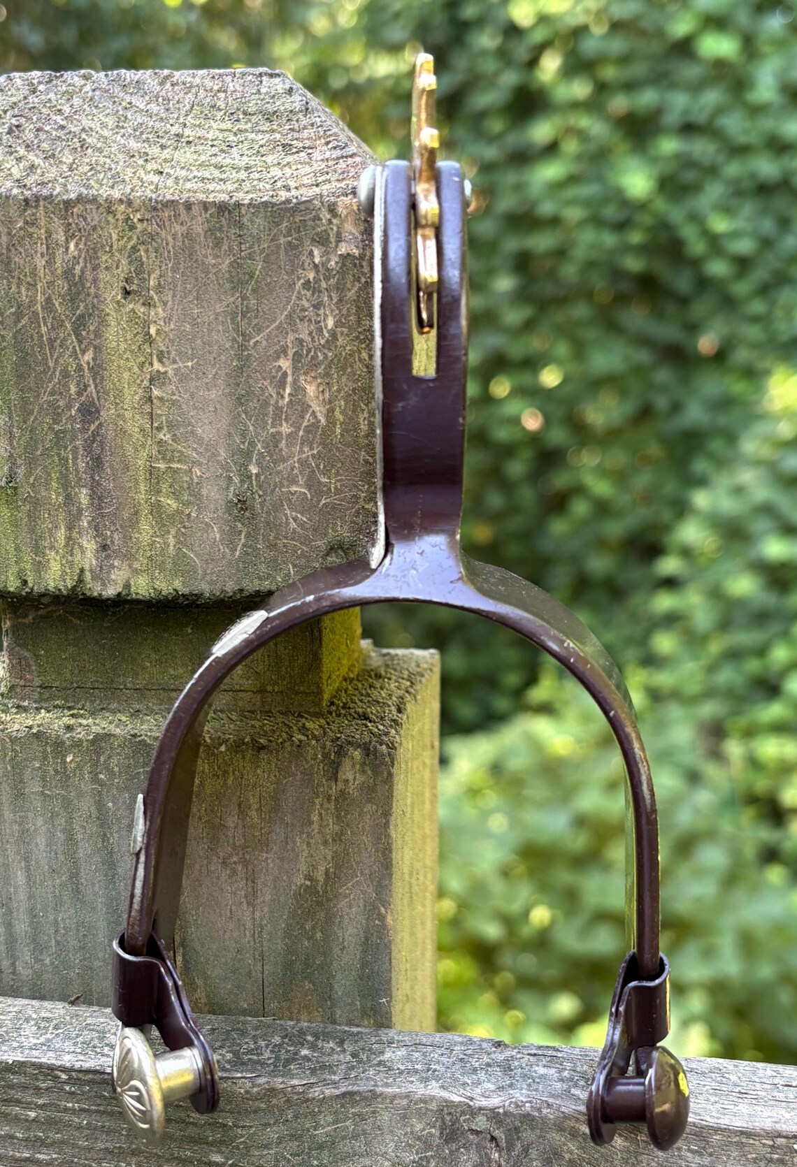Pair Men’s Brown Steel Western Spurs Engraved Silver Accents FREE ...