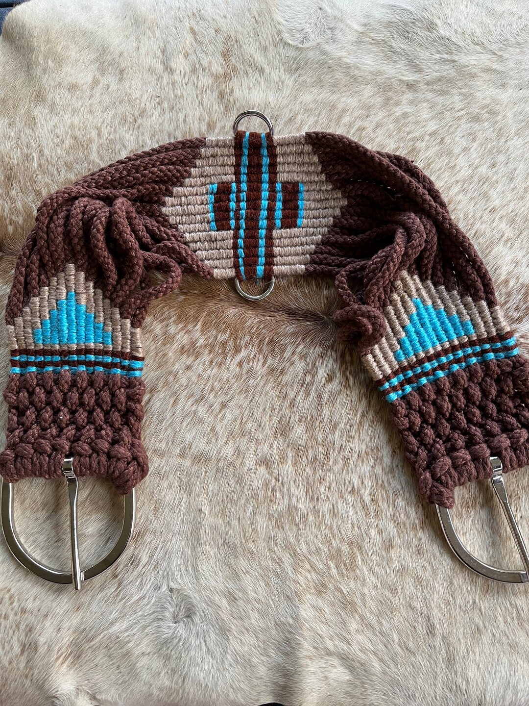 34” Wool Western Girth Cinch Teal and Brown String FREE Shipping - Etsy