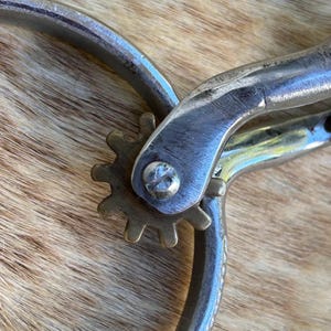 Pair Adult Size Western Embossed Chrome Plate Spurs Brass Rowels and ...