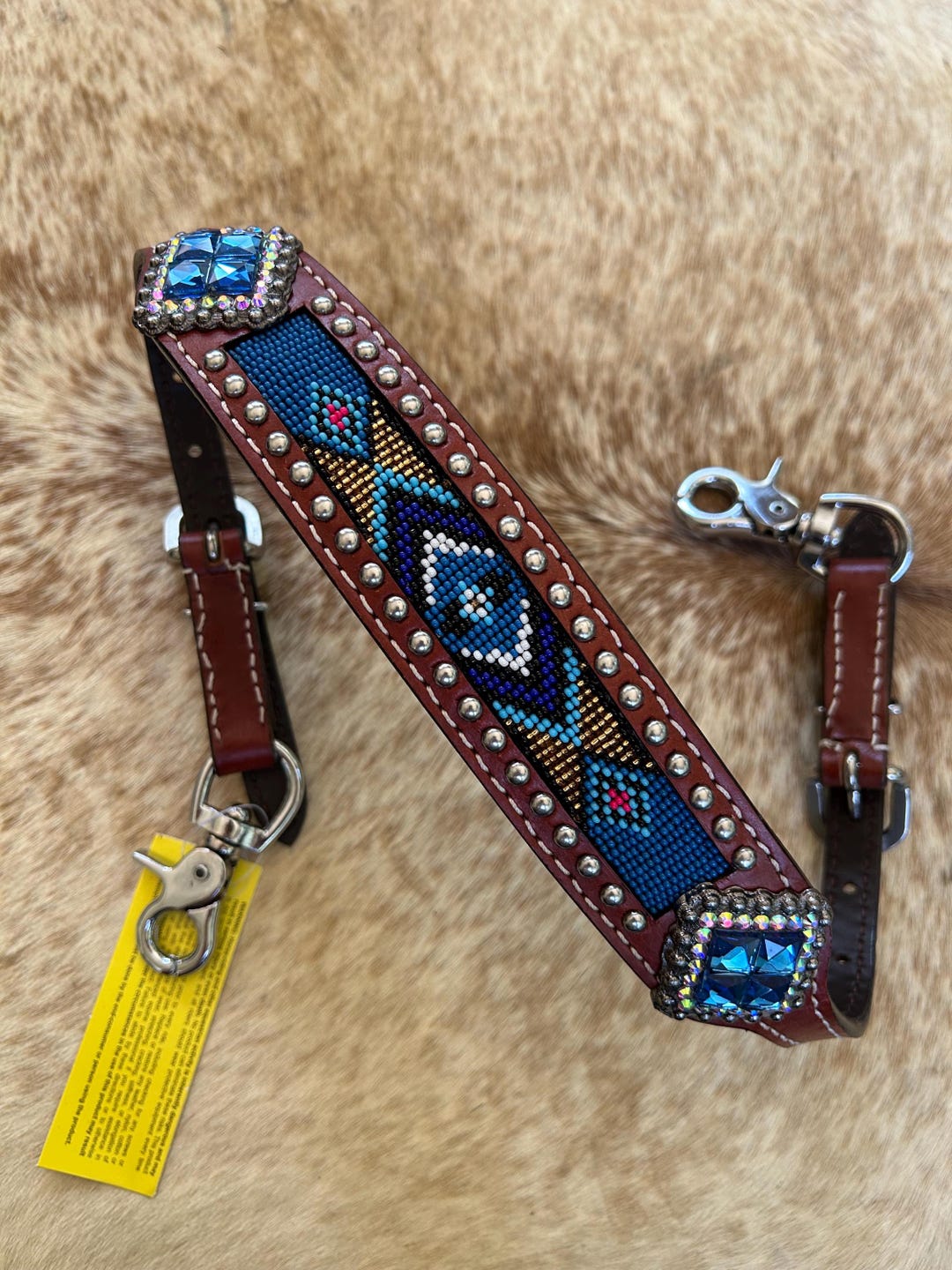 Blue Beaded Western Wither Strap With Bling for Breast Collar FREE ...