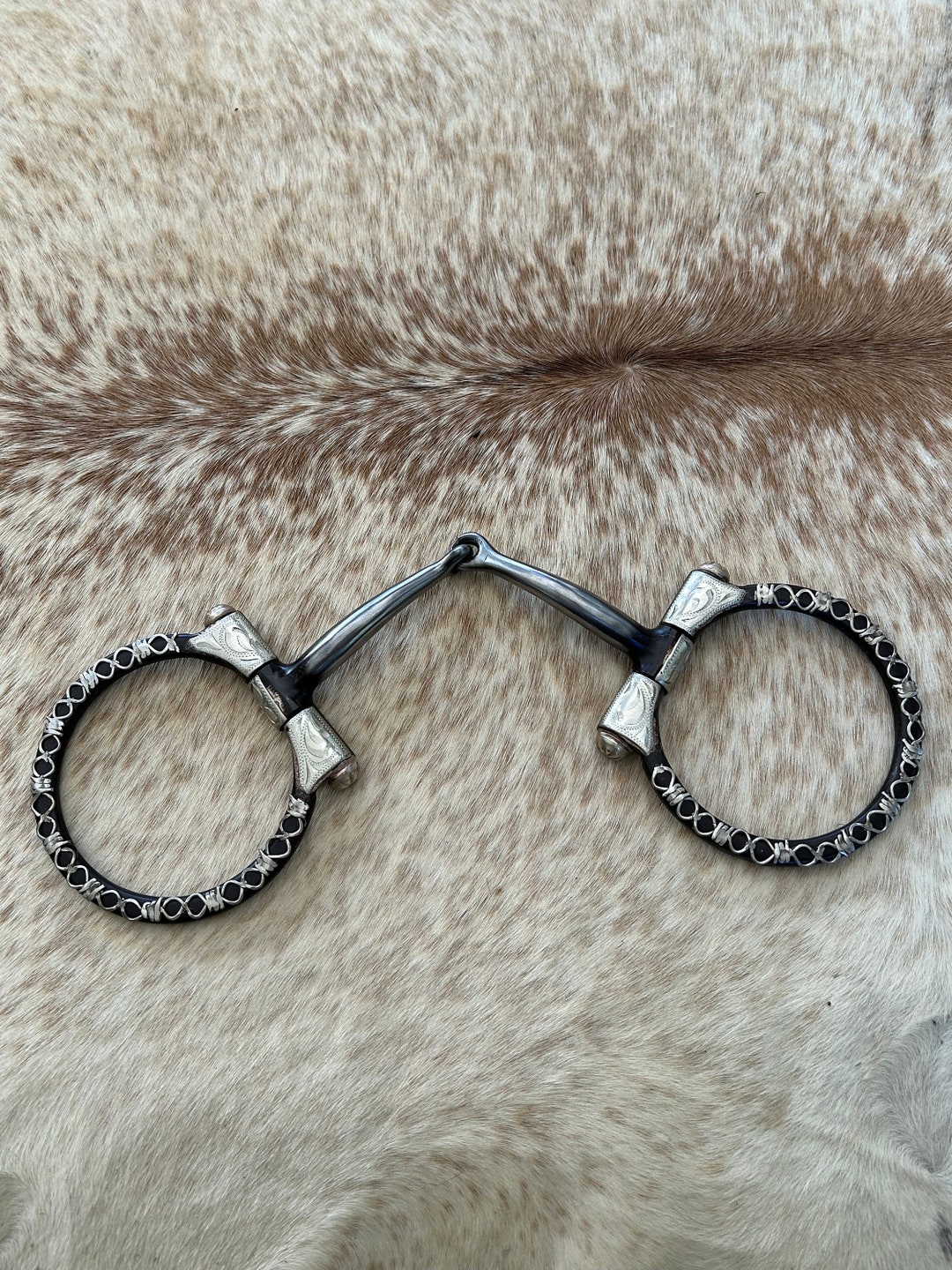 Western Snaffle Bit 5” Mouth Barbed Wire Design Engraved Silver Free ...