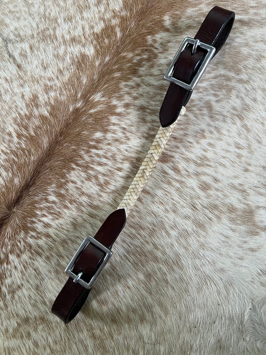 Dark Oil Leather Western Curb Strap Rolled Braided Rawhide Center FREE ...
