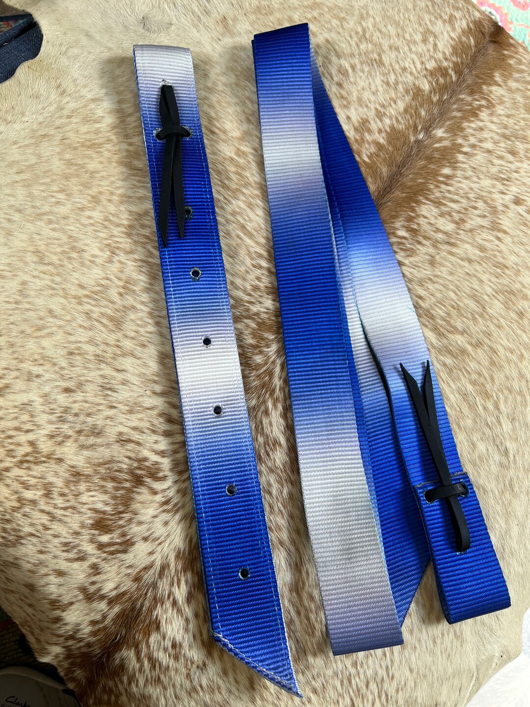Blue Ombré Design Nylon Tie Strap & off Billet Set for Western Saddle ...