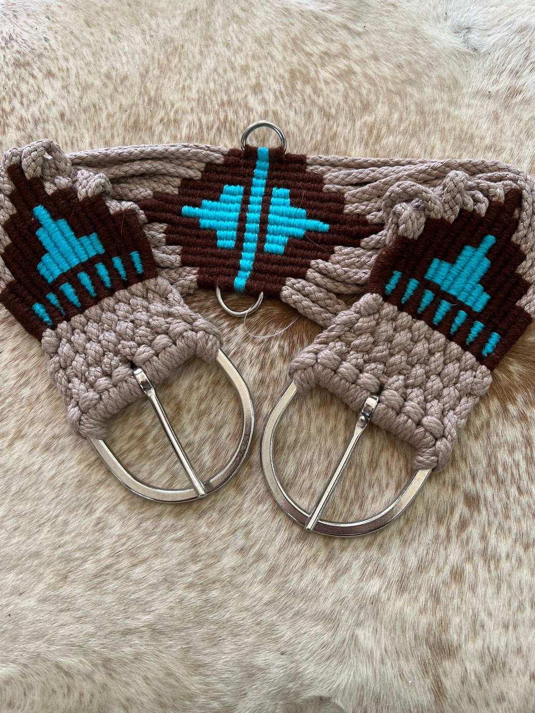 36” String Horse Girth for Western Saddle Teal Aztec Design FREE ...