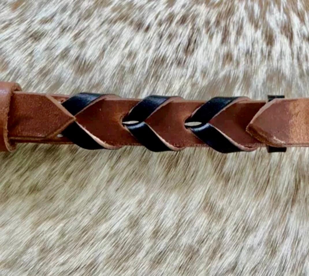 Harness Leather Braided Western Curb Strap Black Lacing for Horse ...